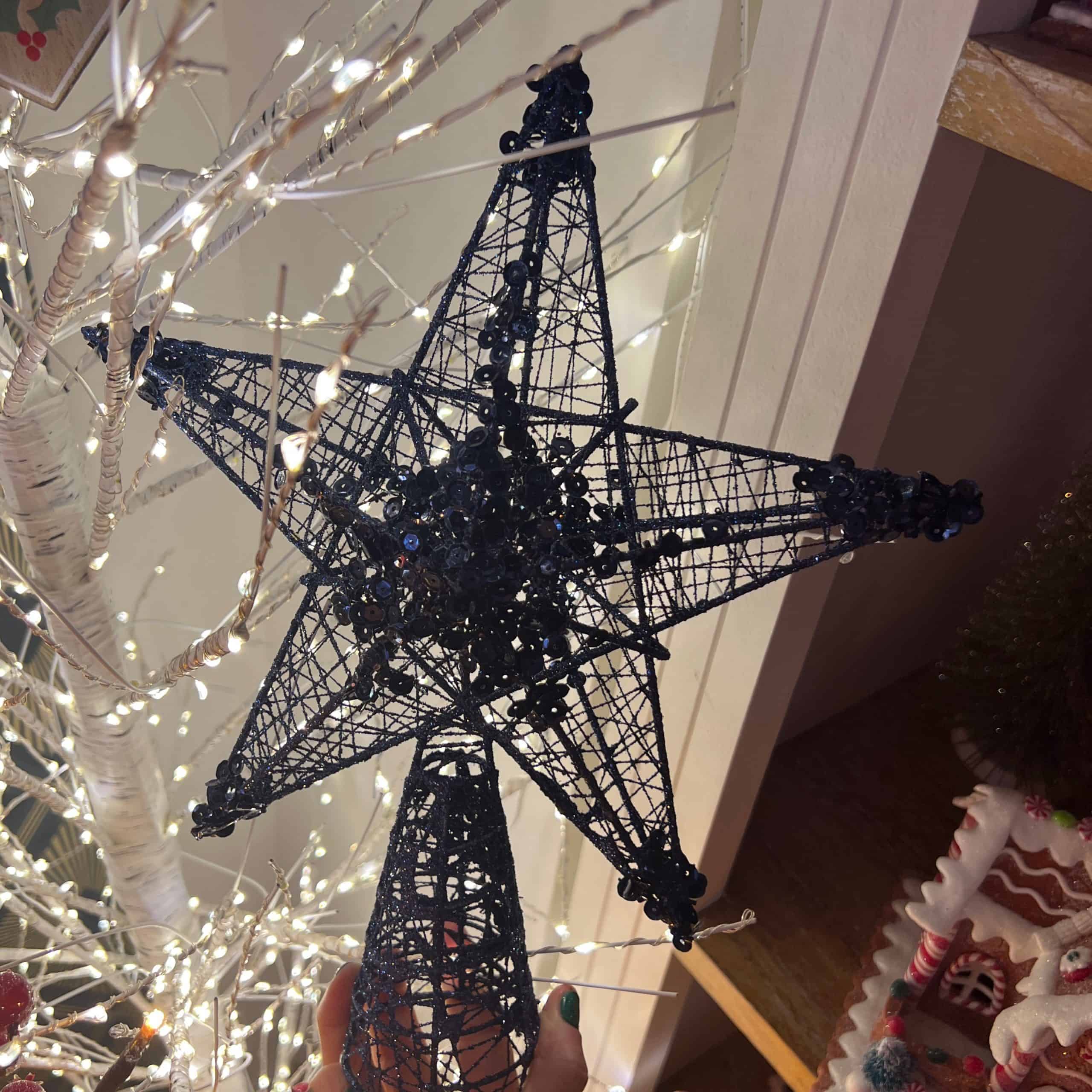 Offer Blue glitter star tree topper 30cm | Home Sweet Home