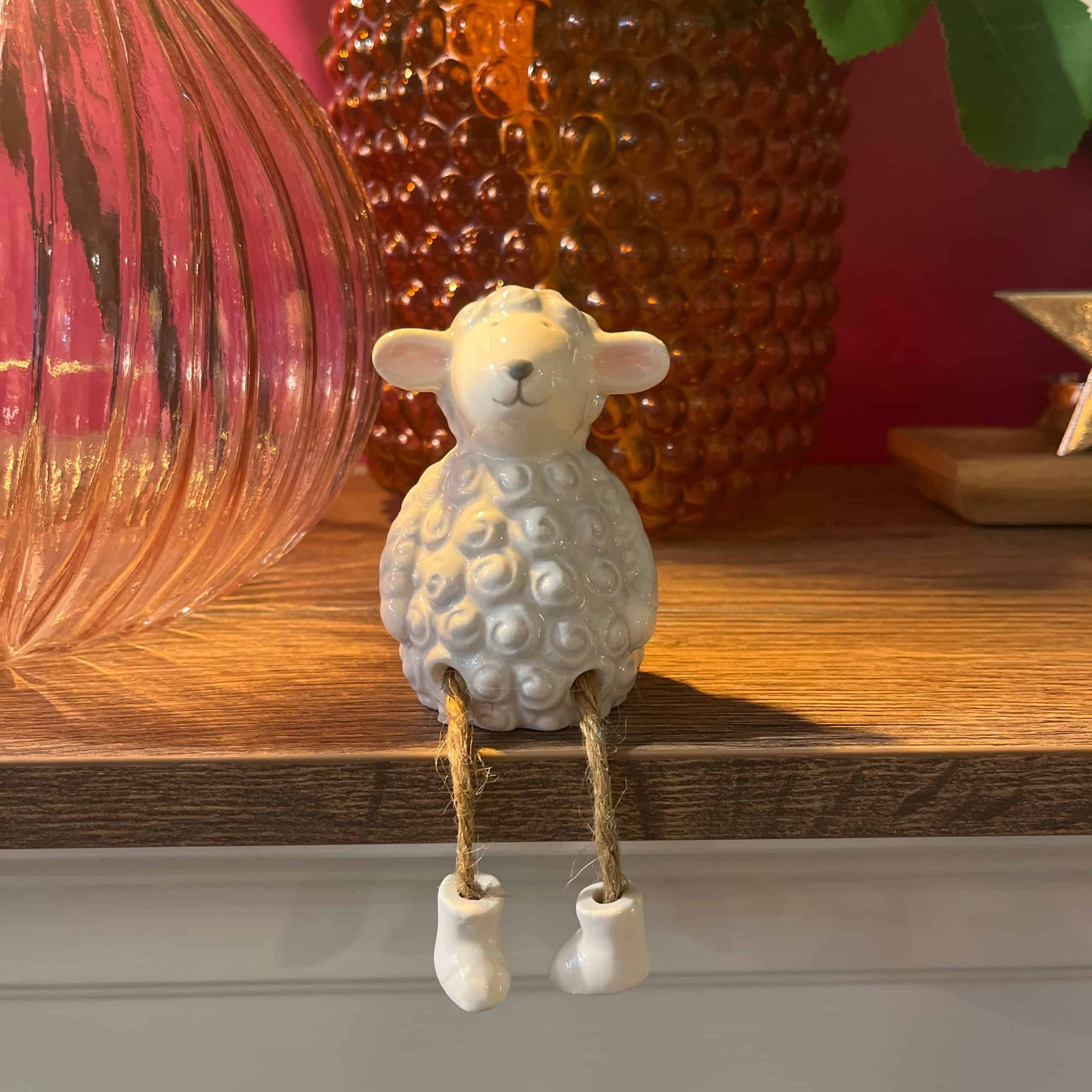 Ceramic Sheep Ornament With Dangly Legs | Home Sweet Home