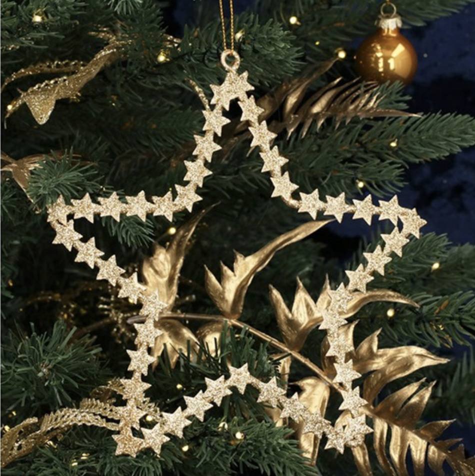 Metal Decoration – Gold Sparkle Cut-Out Star | Home Sweet Home