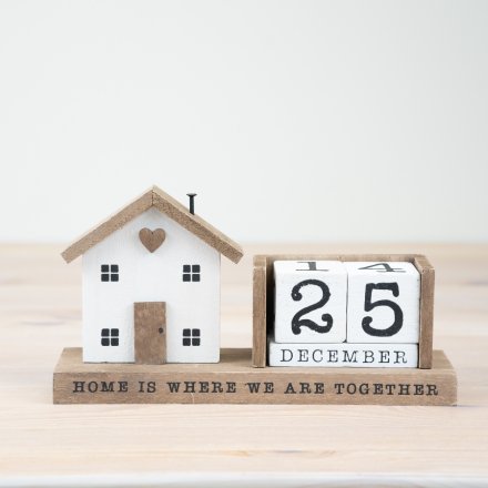 Wooden House Calendar, 22cm | Home Sweet Home