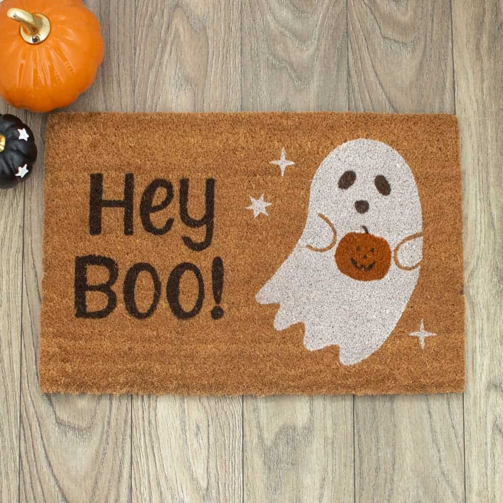 Natural Hey Boo Halloween Ghost Doormat | Home Sweet Home