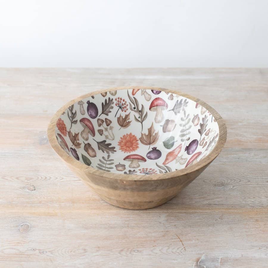 Autumn Enamel & Wooden Bowl, 23cm | Home Sweet Home