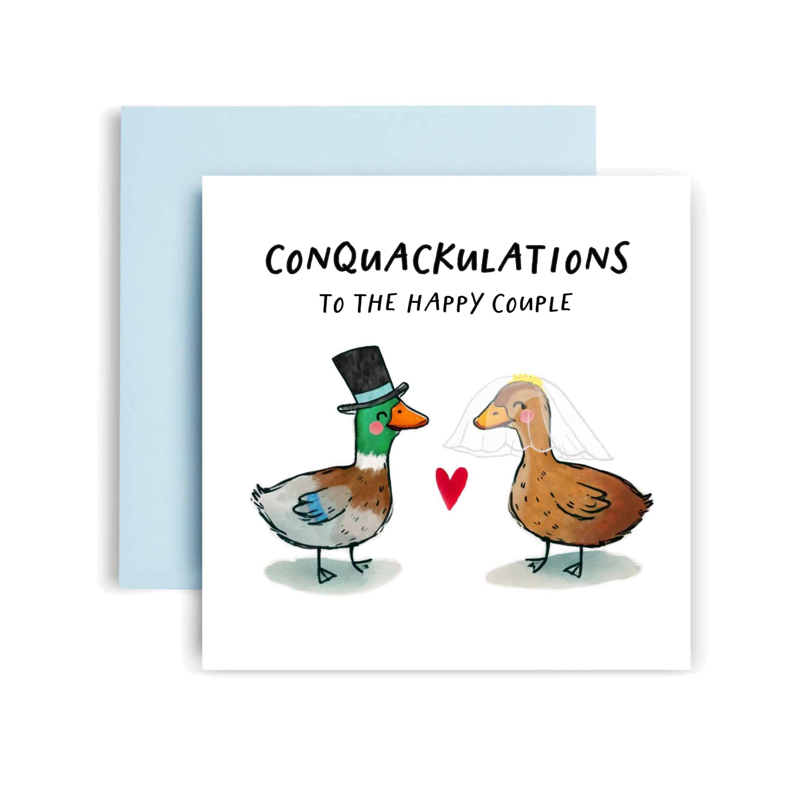 ConQUACKulations to the Happy Couple Duck Wedding Card | Home Sweet Home