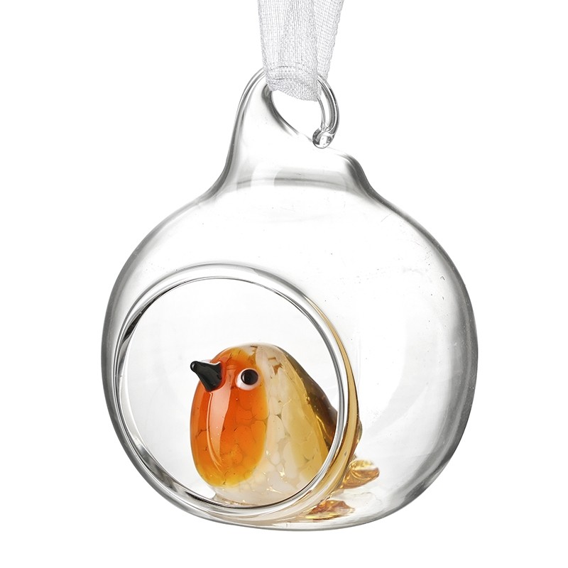 Open Glass Bauble With Robin | Home Sweet Home