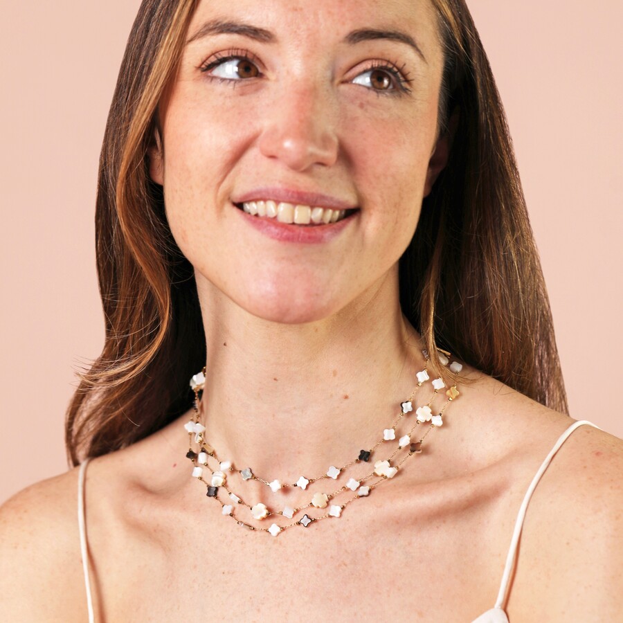 Shell Clover Layered Necklace in Gold | Home Sweet Home